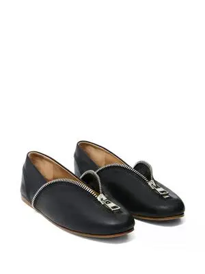 JW Anderson Zip-detail Leather Ballerina Flats