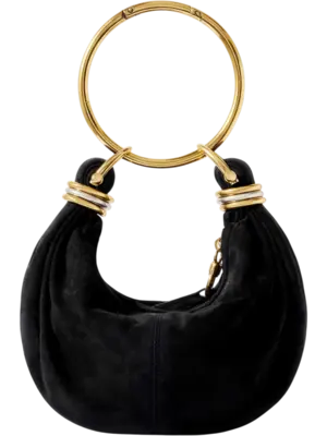 Chloé Small Embellished Leather-trimmed Suede Shoulder Bag - Black