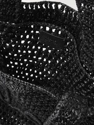 Chloé Summer Banana Embellished Crocheted Faux Raffia Tote - Black