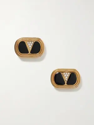 Valentino Garavani Tone, Enamel And Crystal Earrings - Gold