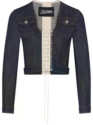 Jean Paul Gaultier Cropped Denim Jacket - Blue