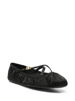 Dolce & Gabbana Logo-buckle Ballet Flats - Black