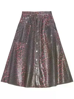 GANNI Leopard-print Midi Skirt