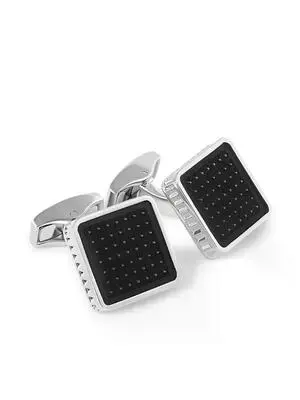 Tateossian Diamond Giza Ice Square-face Cufflinks - Black