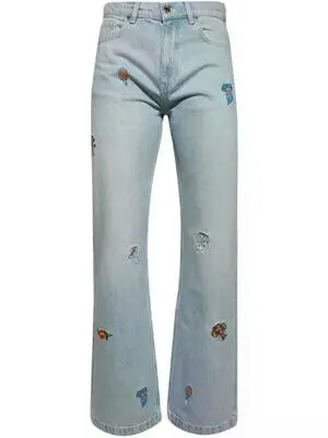 Casablanca Embroidered Wide-leg Jeans