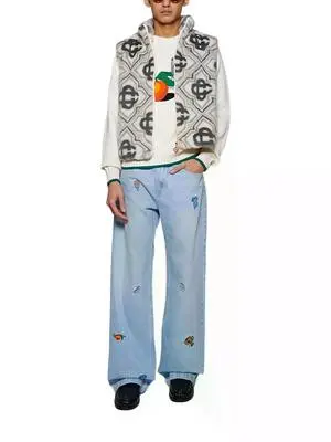 Casablanca Embroidered Wide-leg Jeans