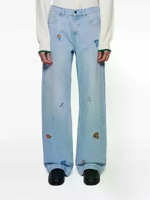 Casablanca Embroidered Wide-leg Jeans