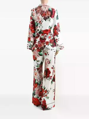 Dolce & Gabbana Rose-print Twill Shirt - White
