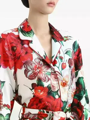 Dolce & Gabbana Rose-print Twill Shirt - White