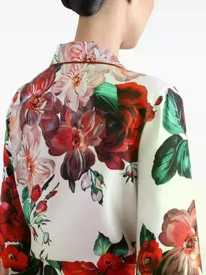 Dolce & Gabbana Rose-print Twill Shirt - White
