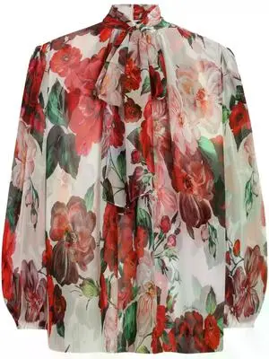 Dolce & Gabbana Rose-print Chiffon Blouse