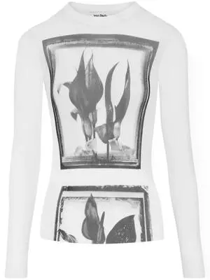Jean Paul Gaultier Flowers Cadres Top - White
