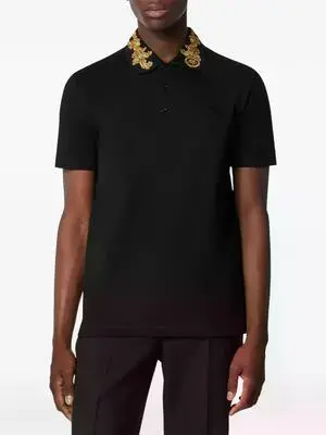 Versace Barocco Leaf Embroidered Polo Shirt