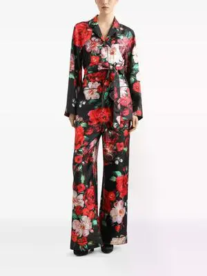 Dolce & Gabbana Rose-print Twill Shirt - Black