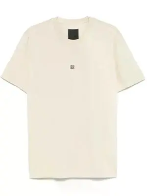 Givenchy 4g-embroidery Cotton T-shirt - Neutrals