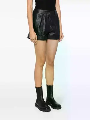 YVES SALOMON Leather Shorts - Black