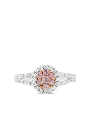 HYT JEWELRY 18kt White Gold Diamond Cocktail Ring - Pink