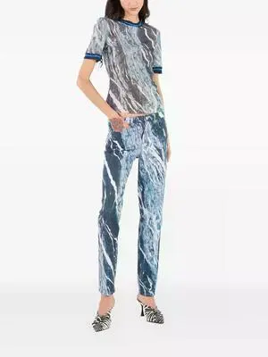 Roberto Cavalli Marble-print Straight-leg Jeans