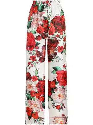 DOLCE & GABBANA Dolce & Gabbana Floral Print Silk Trousers
