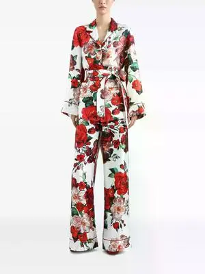 Dolce & Gabbana Floral Print Silk Trousers