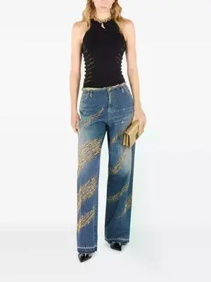 Roberto Cavalli Distressed Wide-leg Jeans