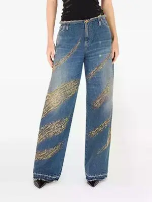 Roberto Cavalli Distressed Wide-leg Jeans