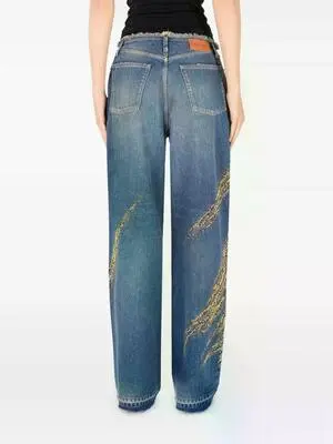 Roberto Cavalli Distressed Wide-leg Jeans