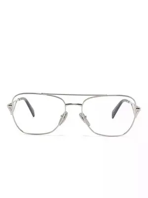 Prada Triangle-logo Aviator Glasses - Grey