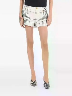 Roberto Cavalli Zebra-print Denim Shorts