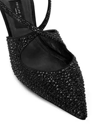 Philipp Plein 55mm Strass Slingback Pumps - Black