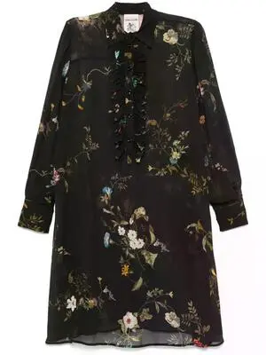 SEMICOUTURE Floral Print Midi Shirt Dress