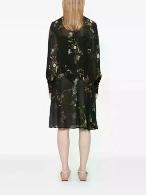 SEMICOUTURE Floral Print Midi Shirt Dress