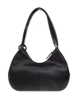 GANNI Tonal-logo Plaque Medium Shoulder Bag - Black