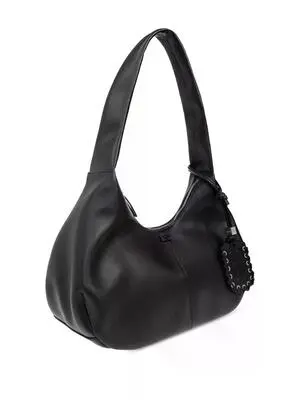 GANNI Tonal-logo Plaque Medium Shoulder Bag - Black
