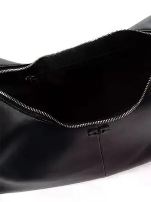 GANNI Tonal-logo Plaque Medium Shoulder Bag - Black
