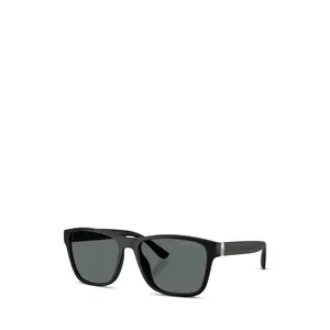 Ralph Lauren Striped-temple Square Sunglasses - Matte Black