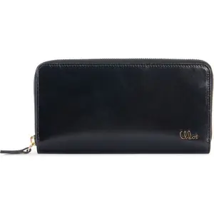 Chloé Iconic Shiny Leather Zip Long Wallet
