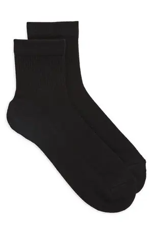 Nordstrom Solid Quarter Crew Socks Black