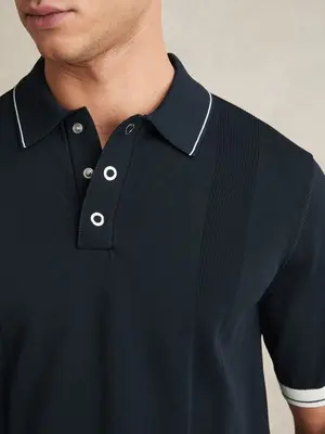 REISS Portman Tipped Knit Polo Shirt