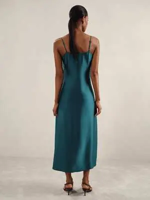 REISS Zoey Satin Slip Dress - Teal