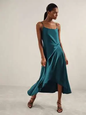 REISS Zoey Satin Slip Dress - Teal