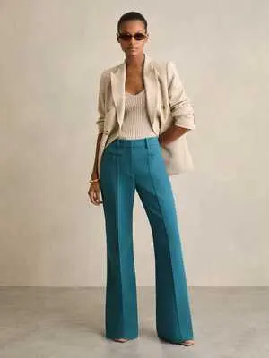 REISS Abbey Petite Flared Trousers - Teal