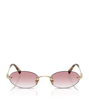 Miu Miu Oval Sunglasses - Gold