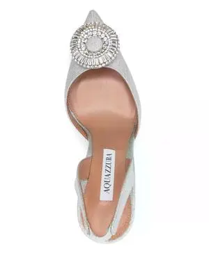 AQUAZZURA 105mm Crystal Hoop Slingback Pumps