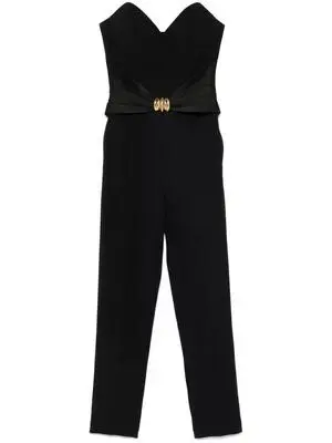 Elisabetta Franchi Macro-bow Crepe Jumpsuit - Black