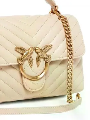 Pinko Mini Lady Love Bag Puff Chevron Quilted Nappa Leather Handbag - Neutrals