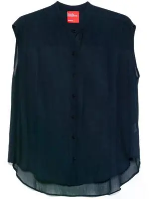 MERCI Semi-sheer Sleeveless Shirt - Blue