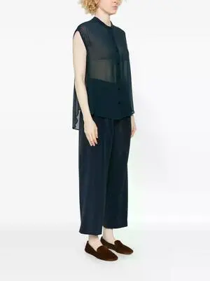 MERCI Semi-sheer Sleeveless Shirt - Blue