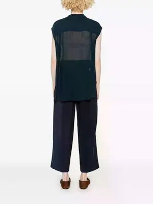 MERCI Semi-sheer Sleeveless Shirt - Blue