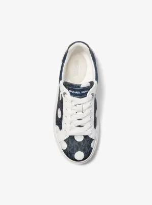 Michael Kors Romey Polka Dot Logo Platform Sneakers In Blue